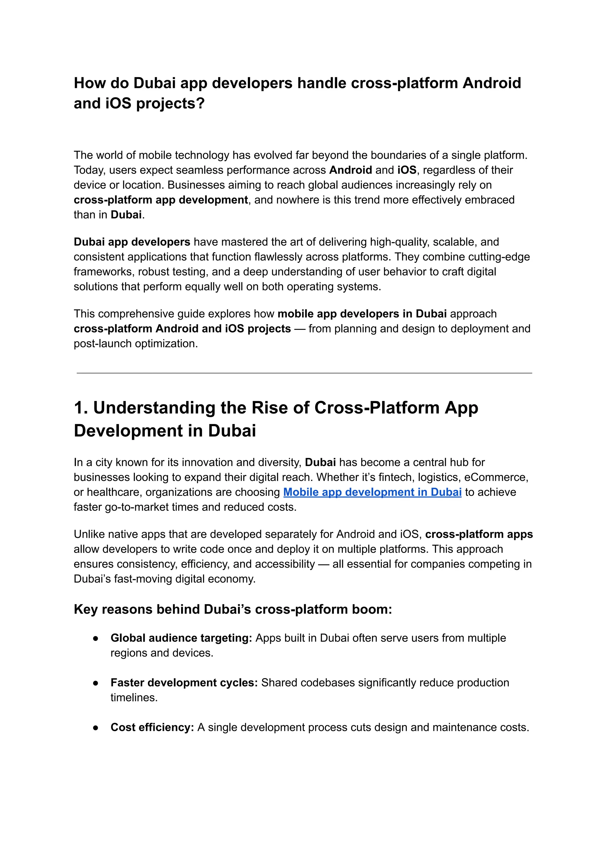 How do Dubai app developers handle cross-platform Android and iOS ...