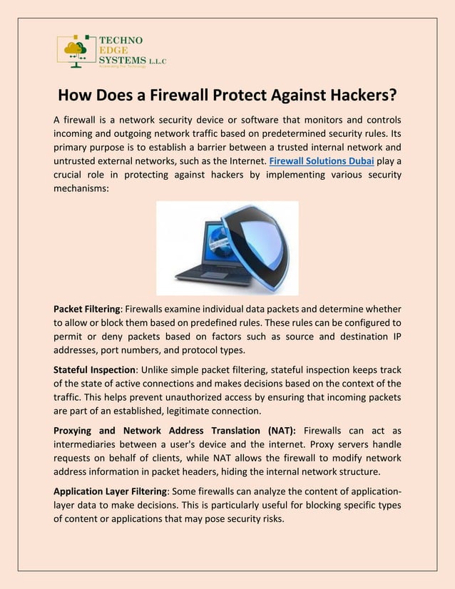 How Does a Firewall Protect Against Hackers? | PDF