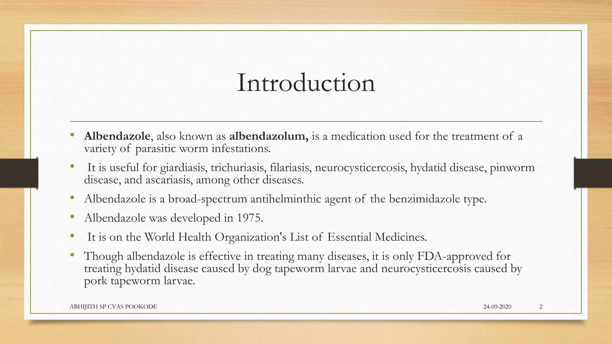 How does albendazole works | PPTX