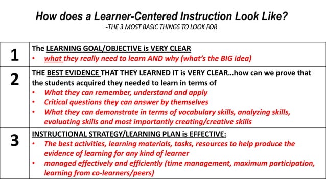 How does a learner centered instruction look like | PPT