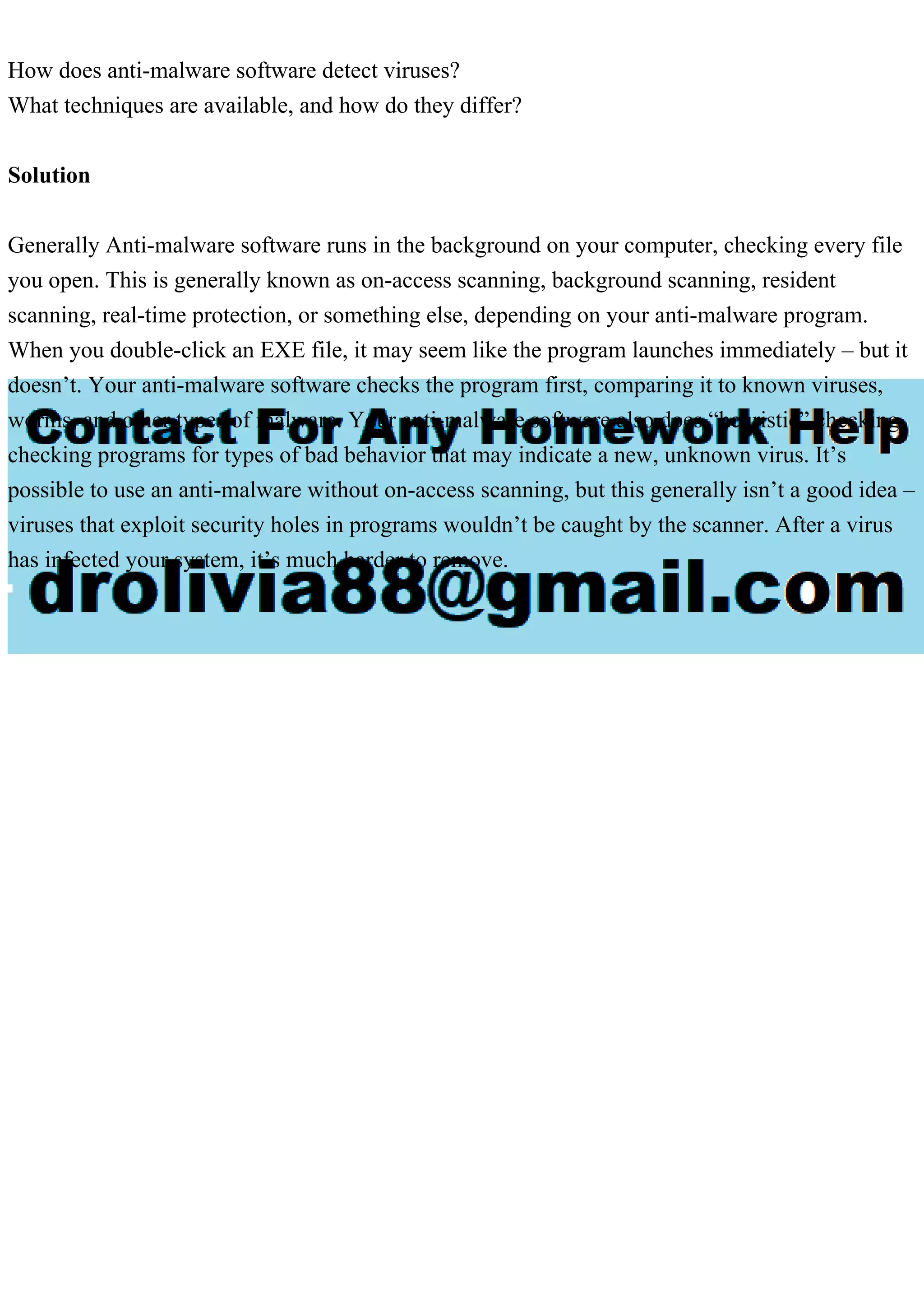 How does anti-malware software detect virusesWhat techniques are .pdf