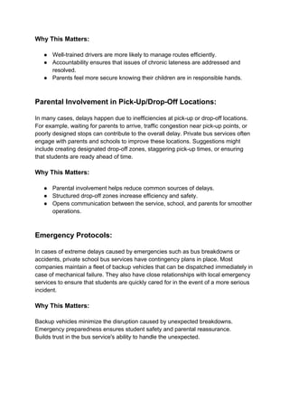 How does a private school bus service handle late pick-ups or drop-offs ...