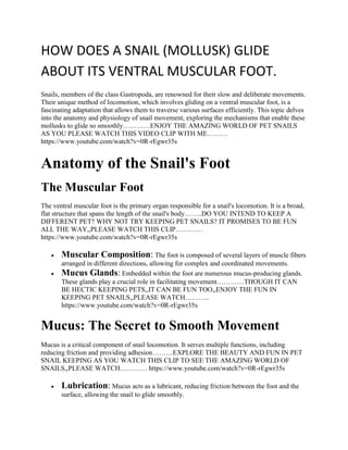 HOW DOES A SNAIL(MOLLUSK) GLIDE ABOUT ITS CENTRAL MUSCULAR FOOT..docx