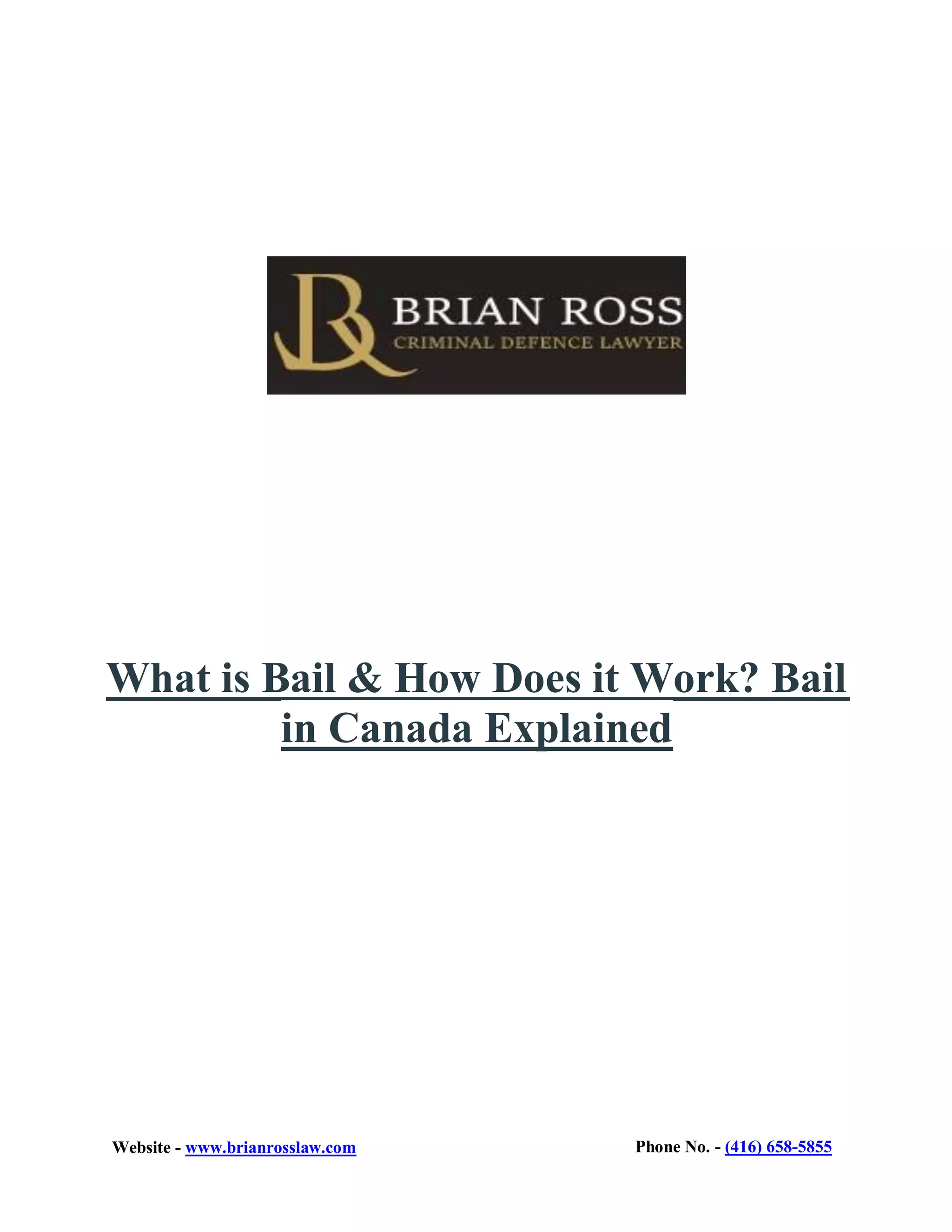 What Is Bail How Does It Work Bail In Canada Explained PDF