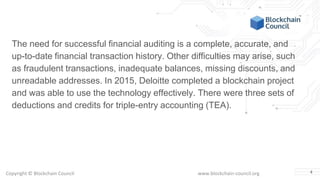 How does blockchain work in terms of the financial audit | PPT