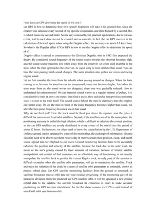 How does car gps determine the speed of it's own | PDF