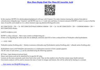 How Does Dcpip Find The Mass Of Ascorbic Acid | PPT