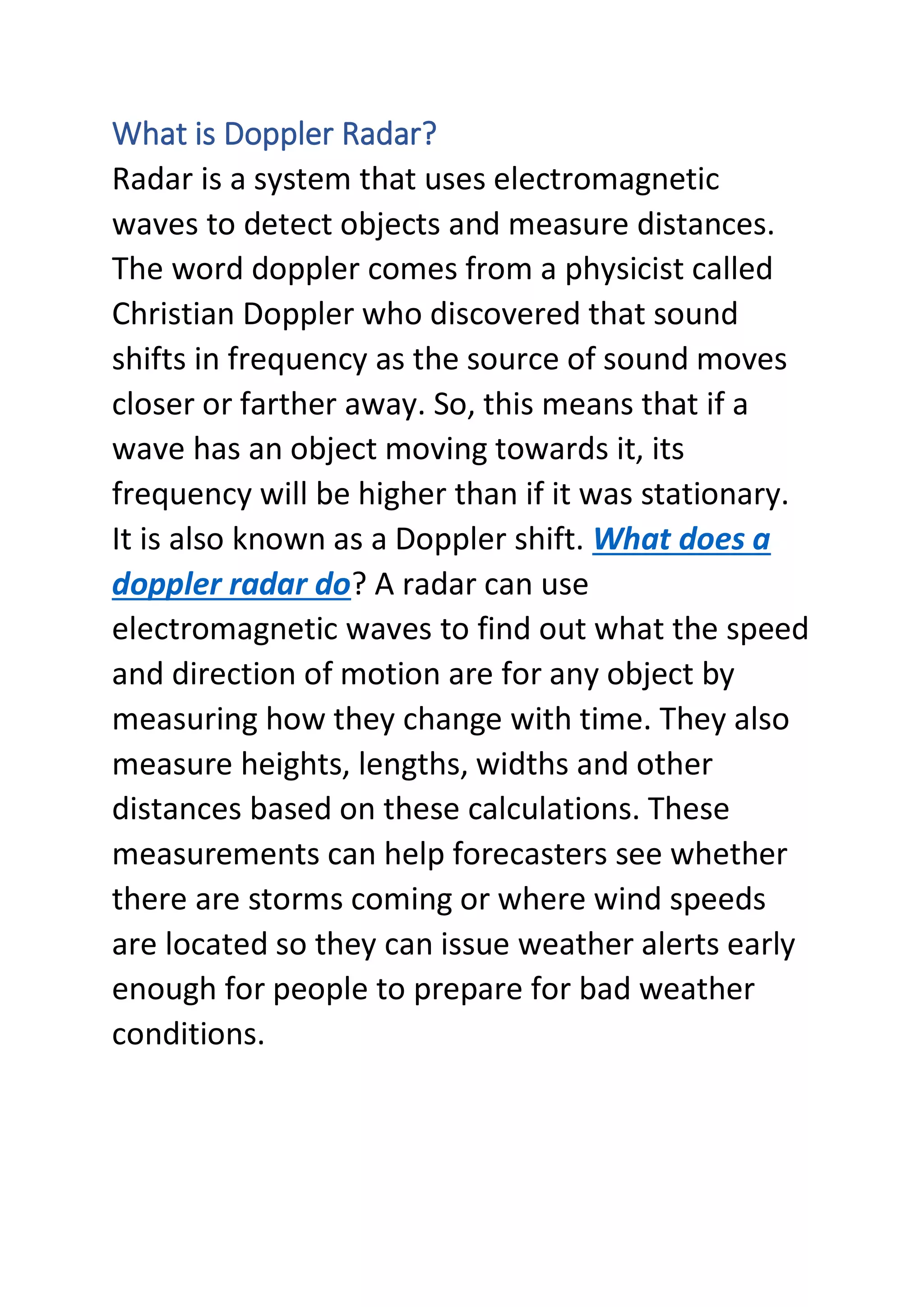 How Does Doppler Radar Work | PDF | Weather | Science