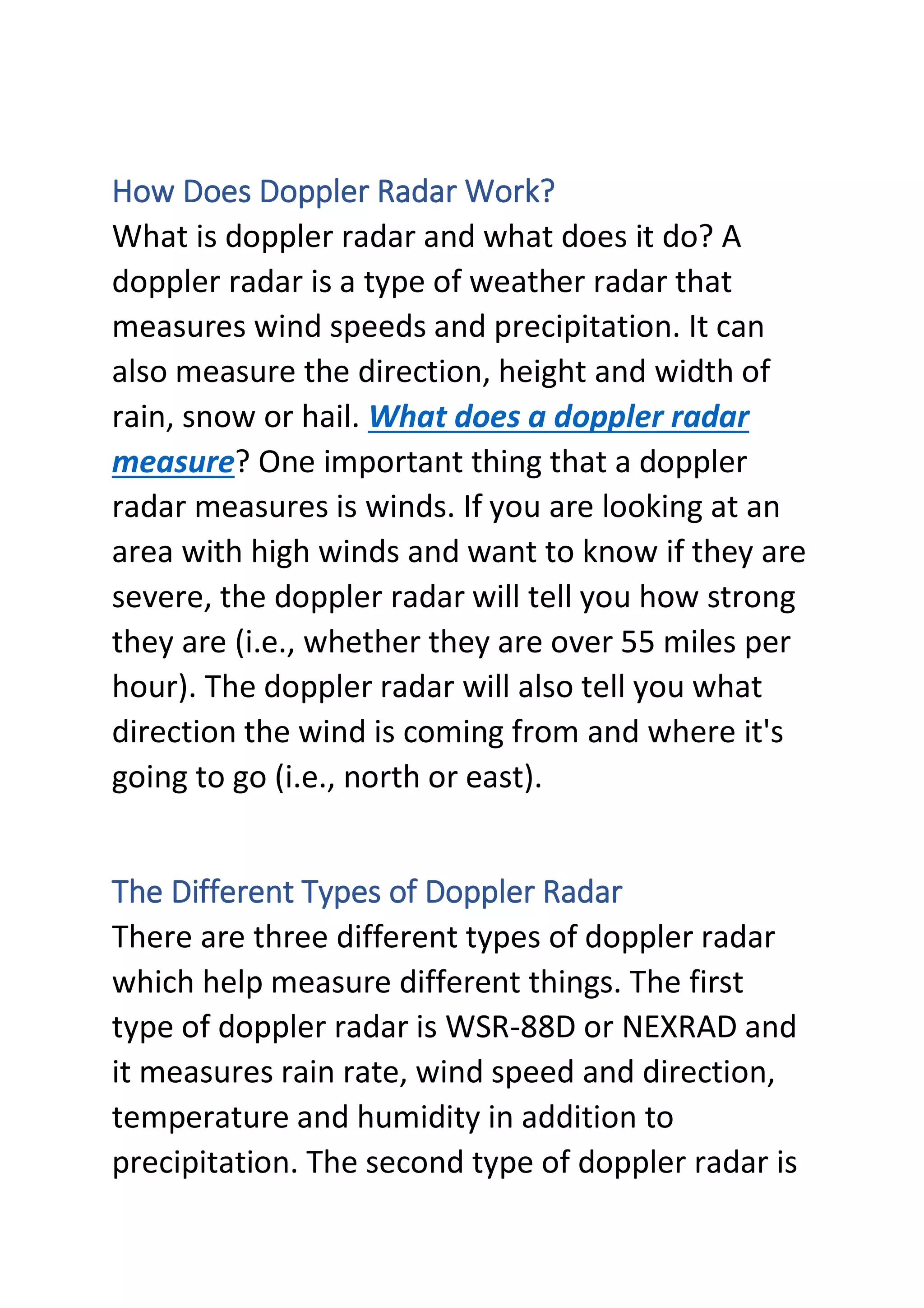 How Does Doppler Radar Work | PDF | Weather | Science