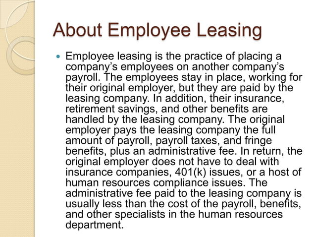 How Does Employee Leasing Work? | PPTX