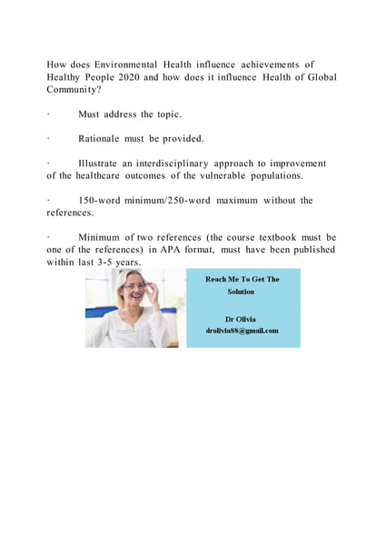 How does Environmental Health influence achievements of Healthy Peop | DOCX