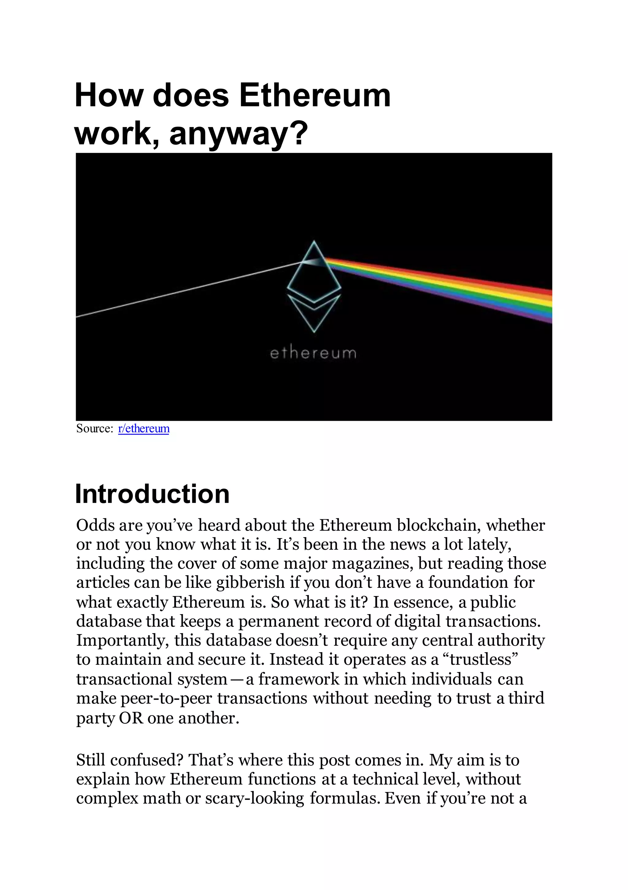 How does ethereum work, anyway? | PDF