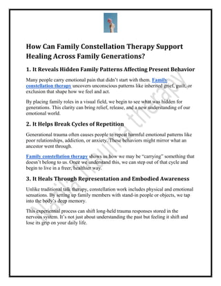 How Does Family Constellation Therapy Help With Generational Trauma? | PDF
