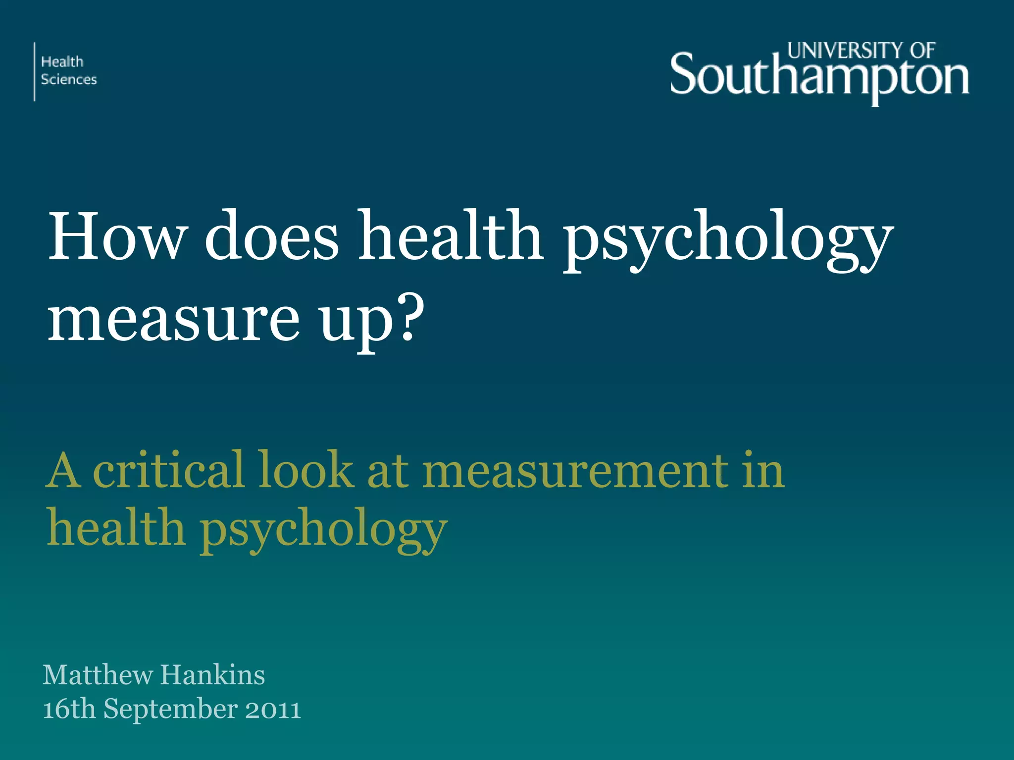 How does health psychology measure up | PPTX
