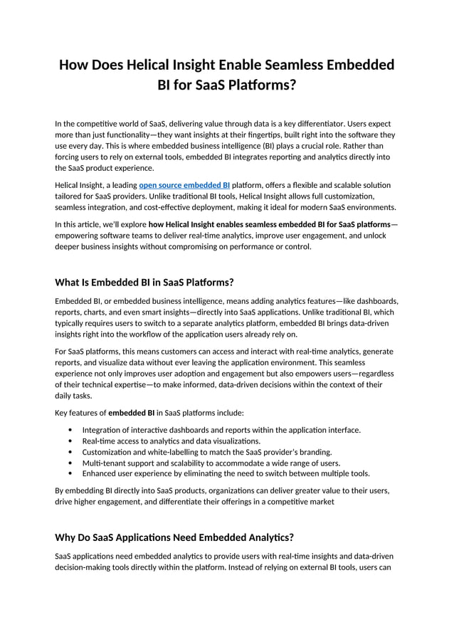 How Does Helical Insight Enable Seamless Embedded BI for SaaS Platforms.docx