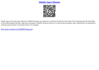 How Does Iago Use Racism In Othello | PDF