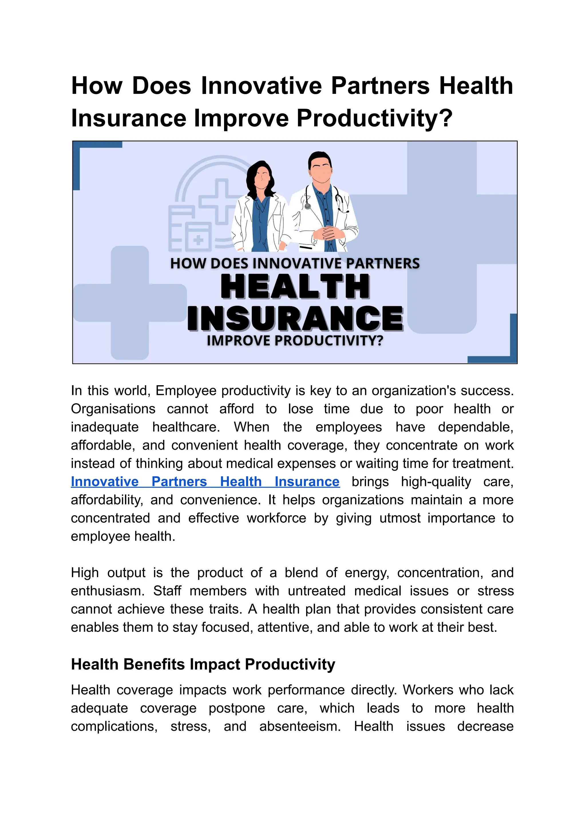 Which Plan From Innovative Partners Health Insurance Works? | PDF