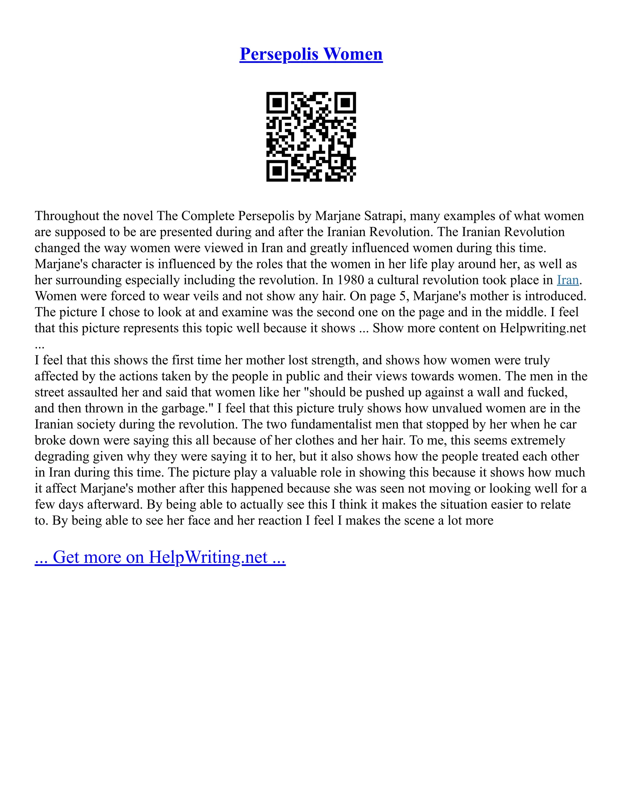How Does Marjane Use Forgiveness In Persepolis | PDF