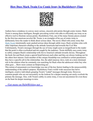 How Does Mark Twain Use Comic Irony In Huckleberry Finn | PDF