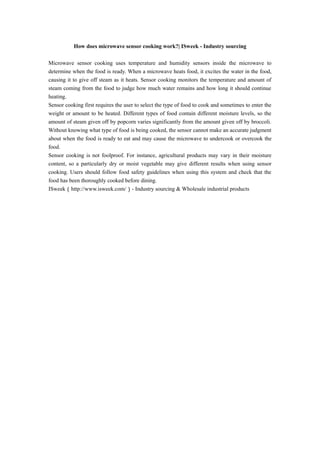 How does microwave sensor cooking work | PDF