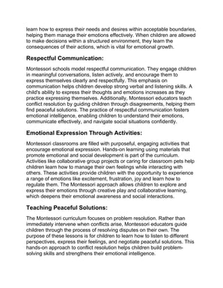 How Does Montessori Support Emotional and Social Development in Young ...