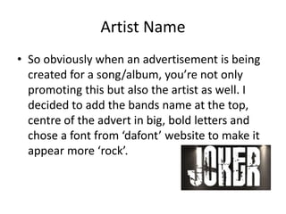 How does my advert conform to general conventions of a music advert? | PPT
