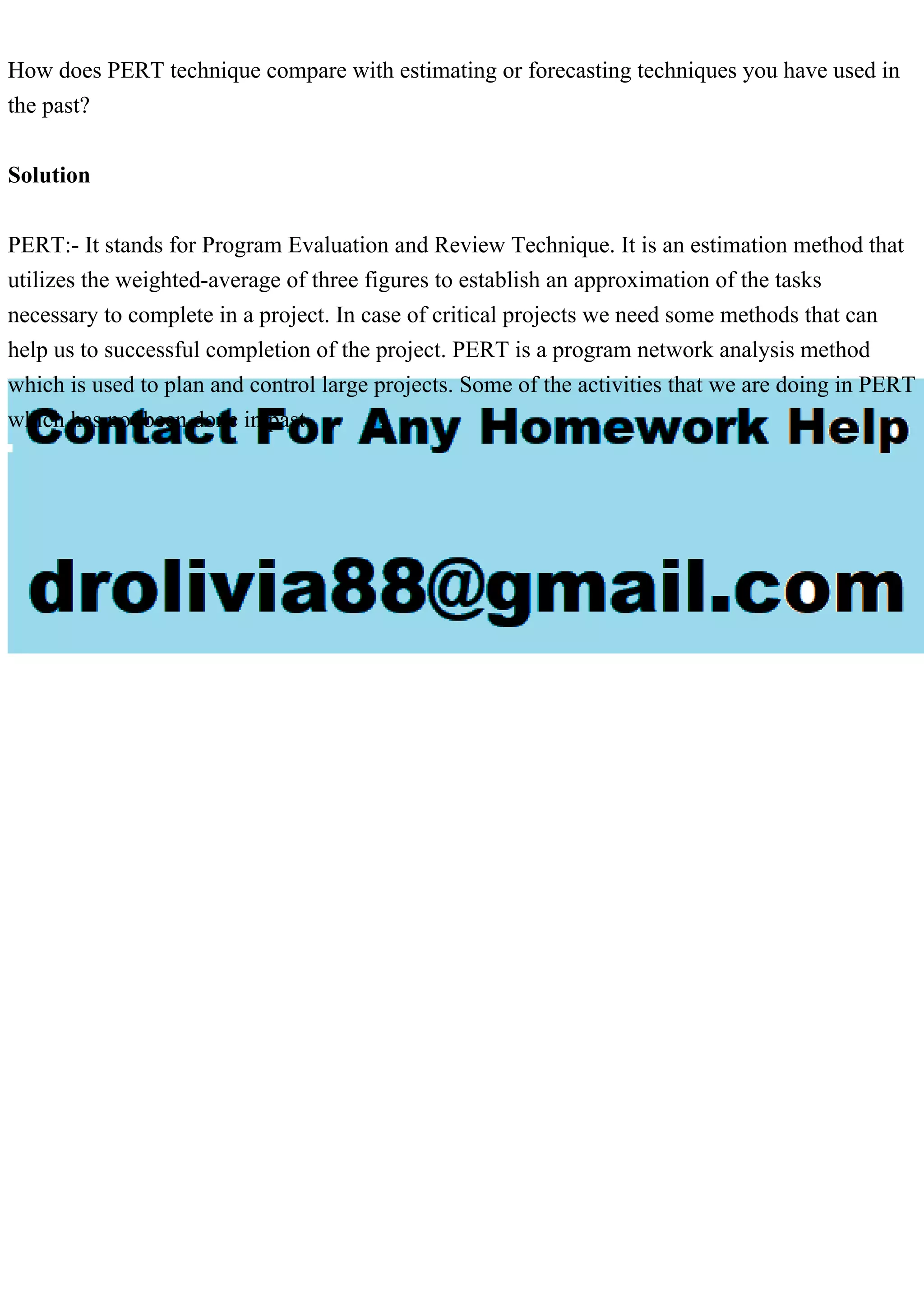 How does PERT technique compare with estimating or forecasting techn.pdf