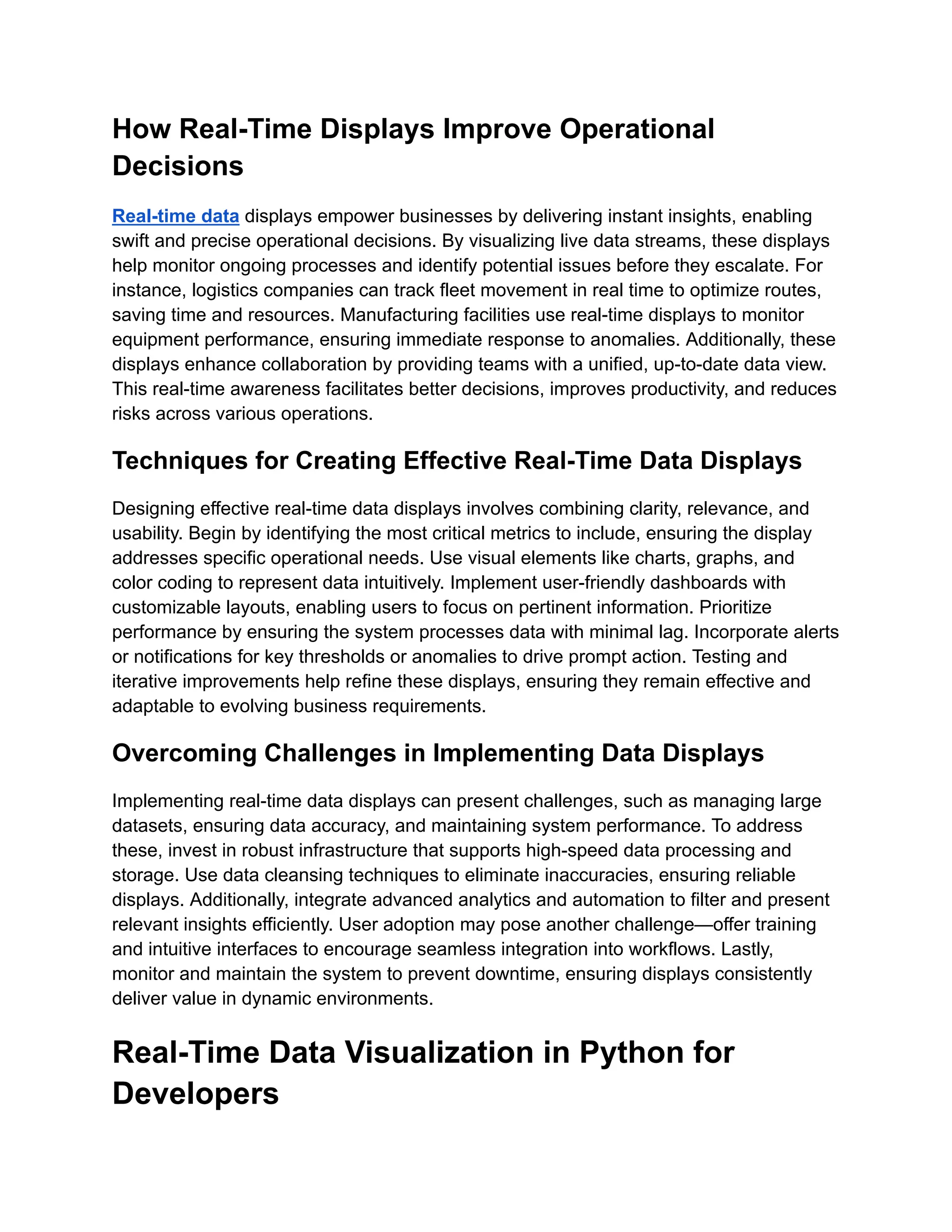 Why Real-Time Data Visualization is a Game-Changer for Enterprises? | PDF