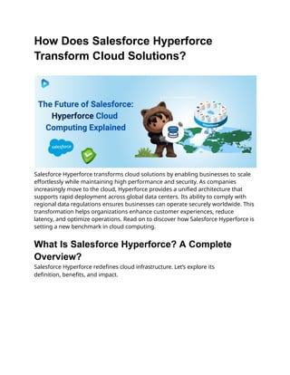 How Salesforce Hyperforce is Redefining Cloud Computing | PDF