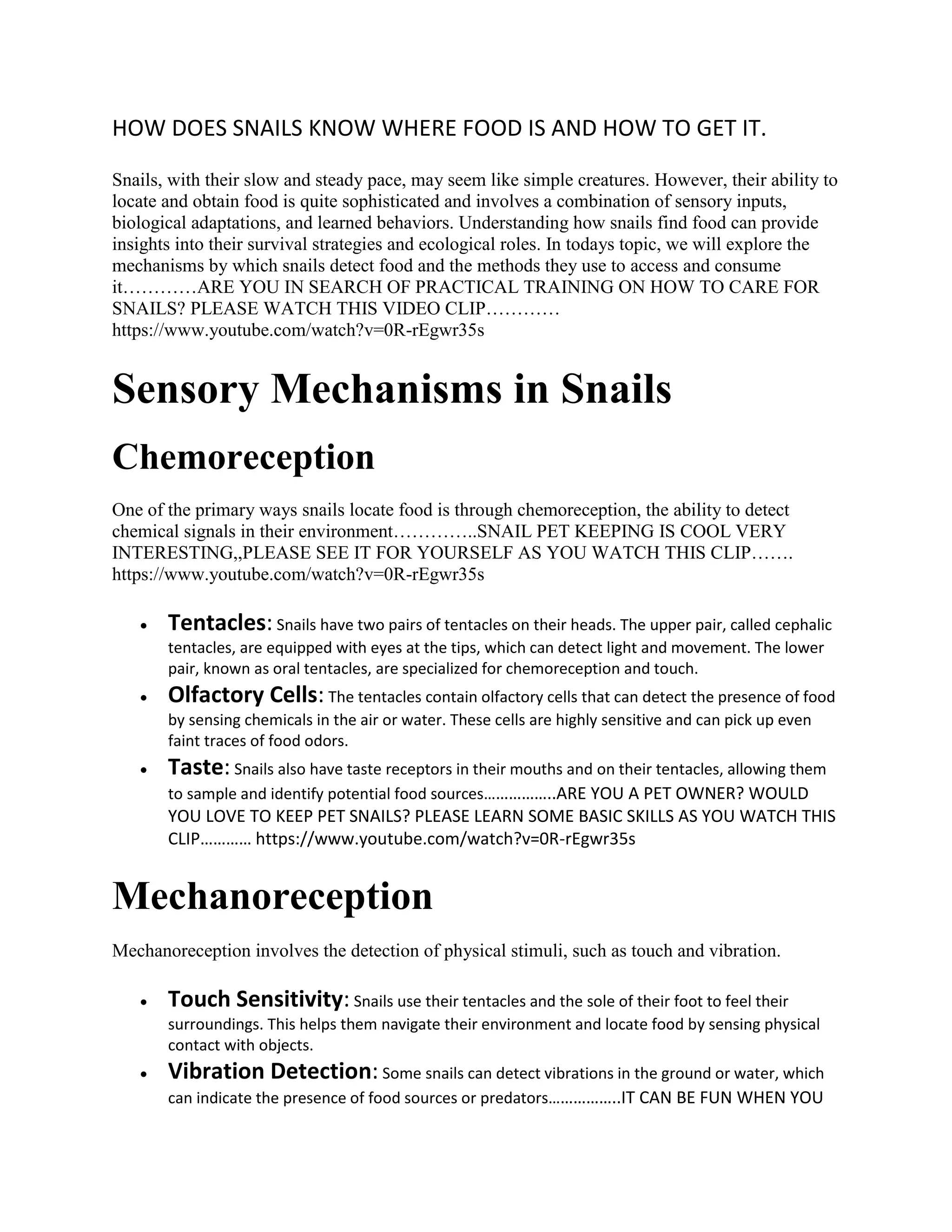 HOW DOES SNAILS KNOW WHERE FOOD IS AND HOW TO GET IT..docx