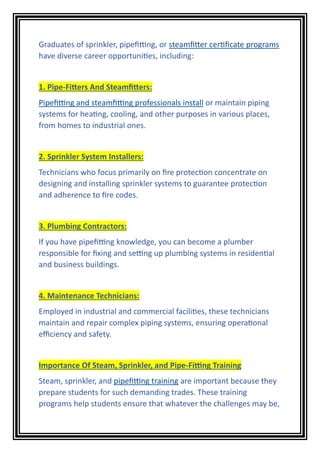 How Does Steam, Sprinkler, and PipeFitting Training Prepare Students ...