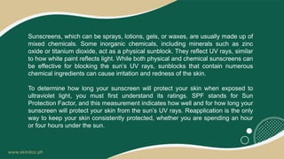How does sunscreen work on your skin? | PPT
