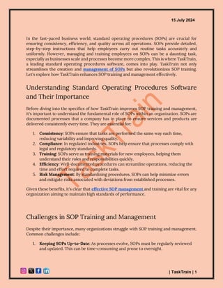 How Does TaskTrain Enhance SOP Training and Management.pdf | Free Download