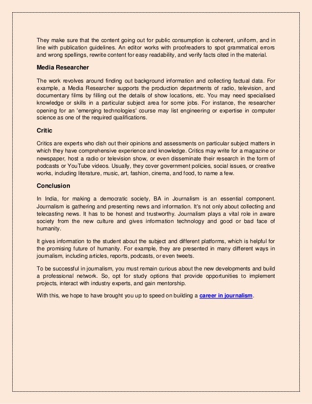 How does the BA in Journalism course help you shape your career | PDF