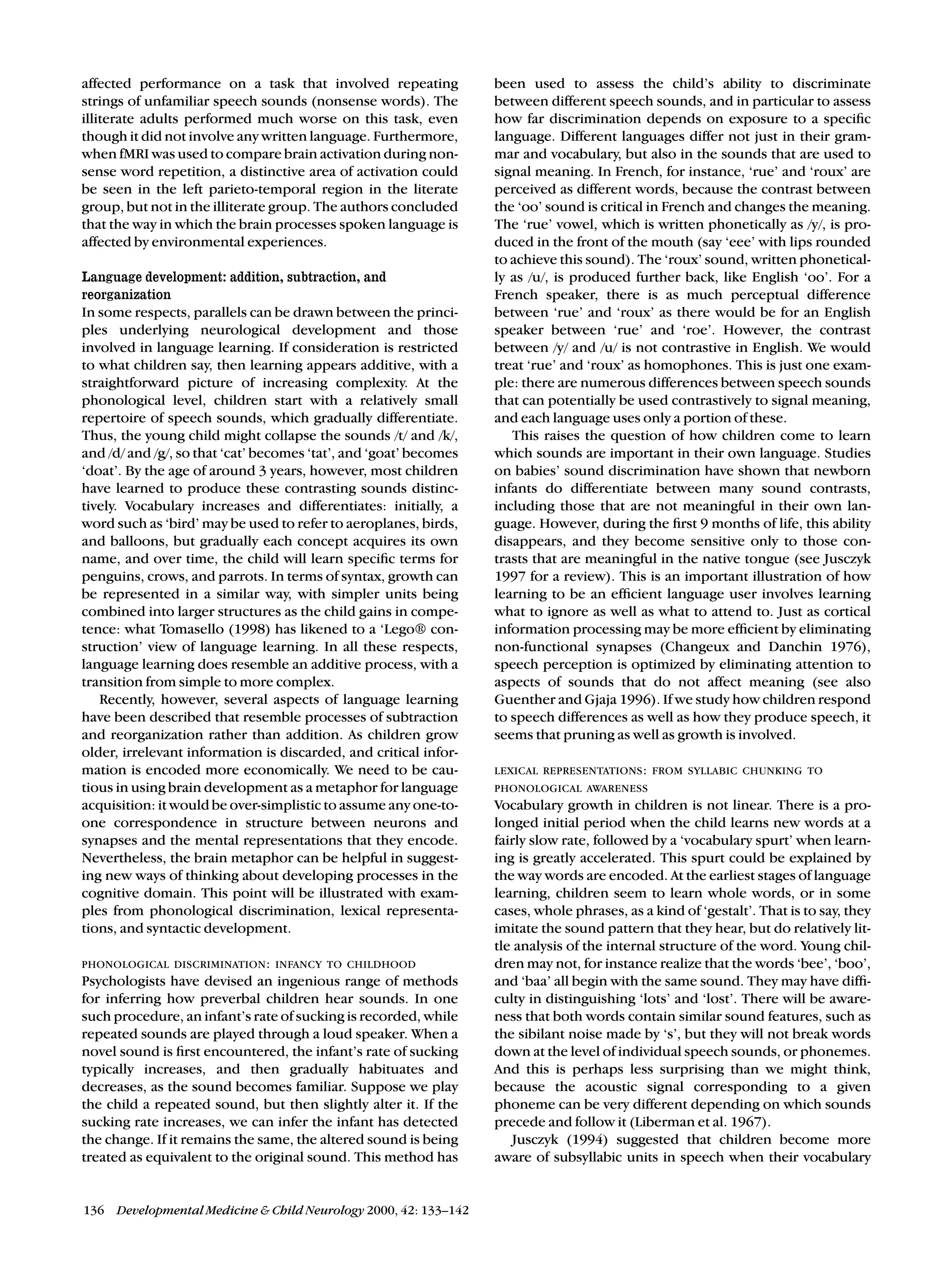 How does the brain learn language | PDF