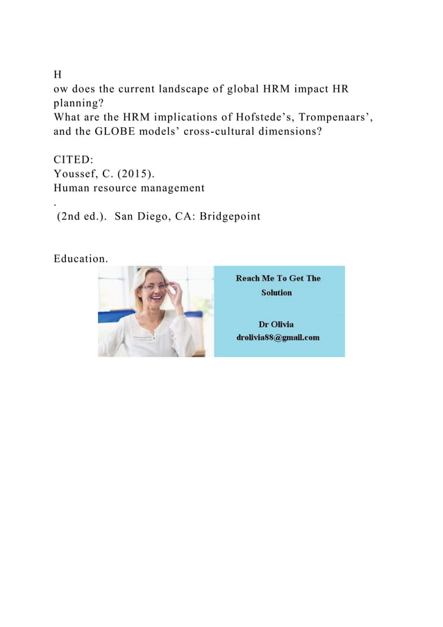 How does the current landscape of global HRM impact HR planning.docx ...