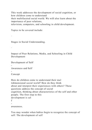 How does the development of self-awareness and self-esteem factor .docx