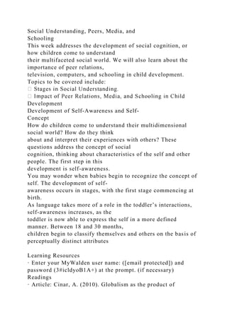 How does the development of self-awareness and self-esteem factor .docx