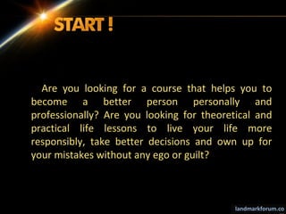 How does the Landmark Forum help in overall personality development | PPT