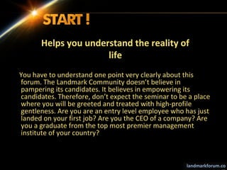 How does the Landmark Forum help in overall personality development | PPT