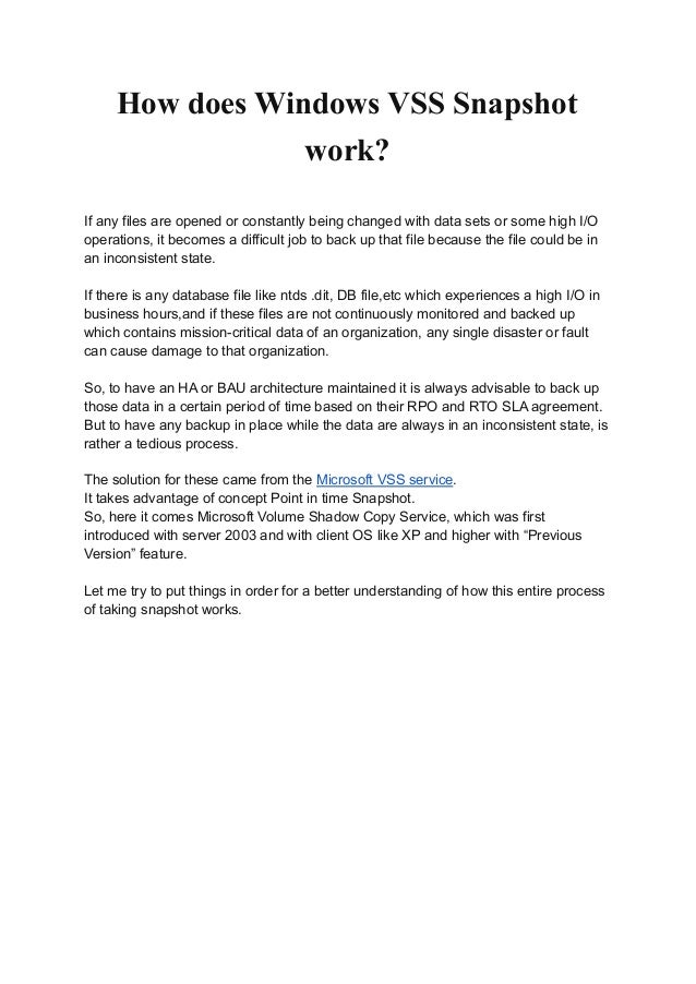 How Does Windows Vss Snapshot Workpdf 
