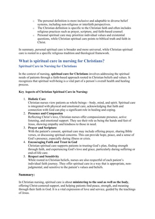 How does your own definition of spiritual care compare with the ...