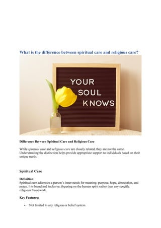 How does your own definition of spiritual care compare with the ...