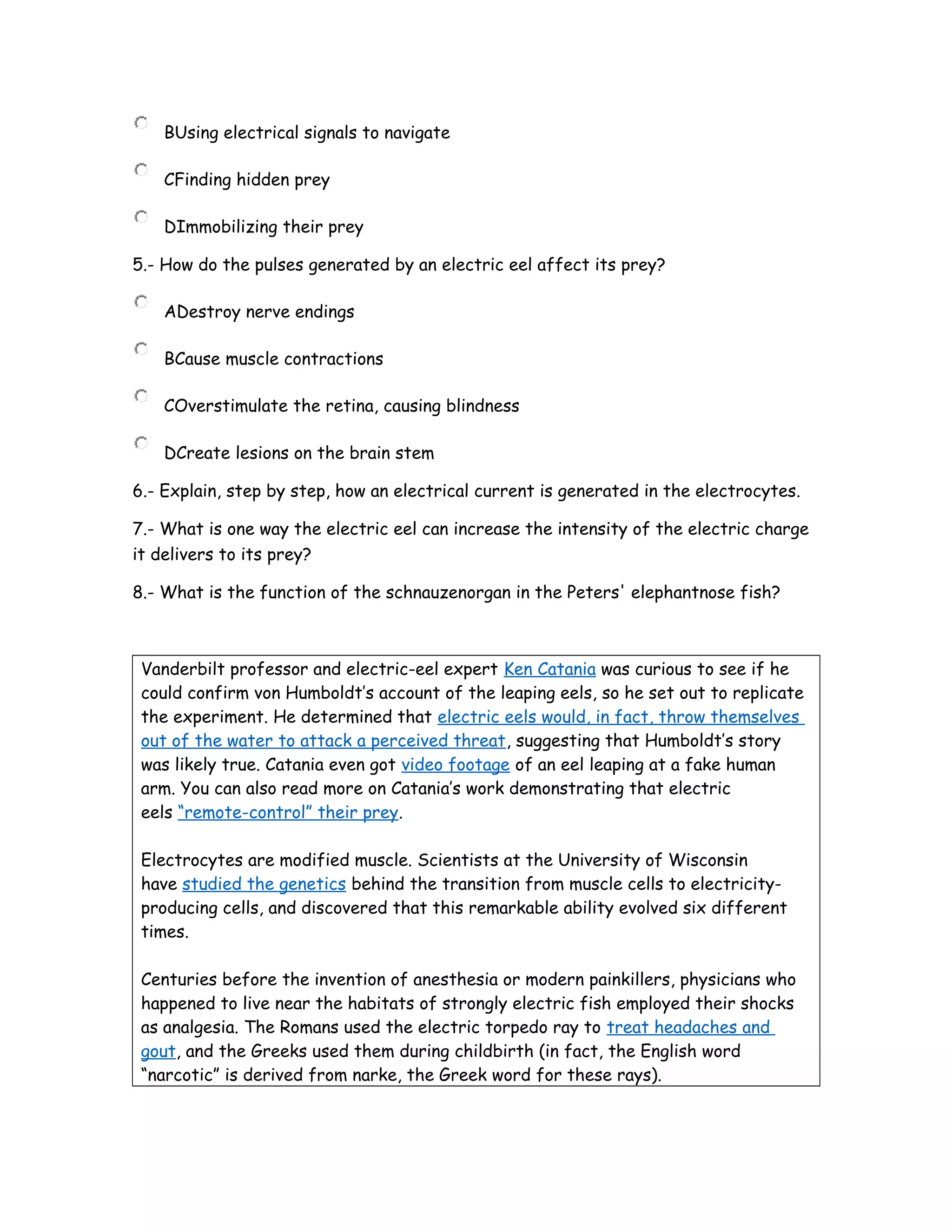 How do fish make electricity | DOC | Fish and Aquariums | Pets