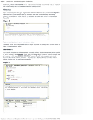 How do i... reseed a sql server identity column tech_republic | PDF