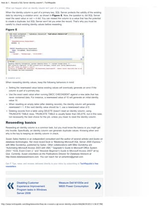 How do i... reseed a sql server identity column tech_republic | PDF