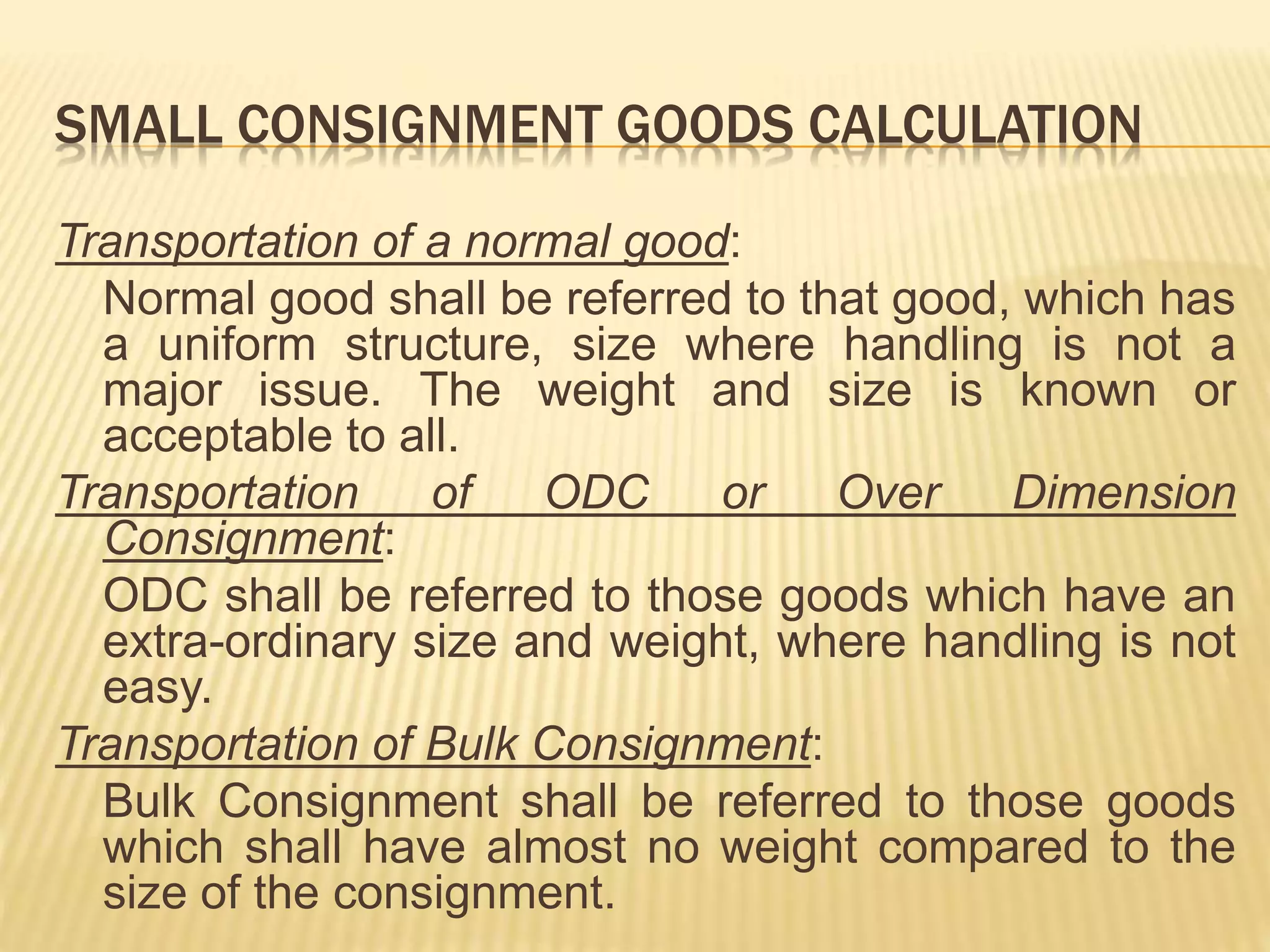 How do i calculate in movement of goods from one place to another ...