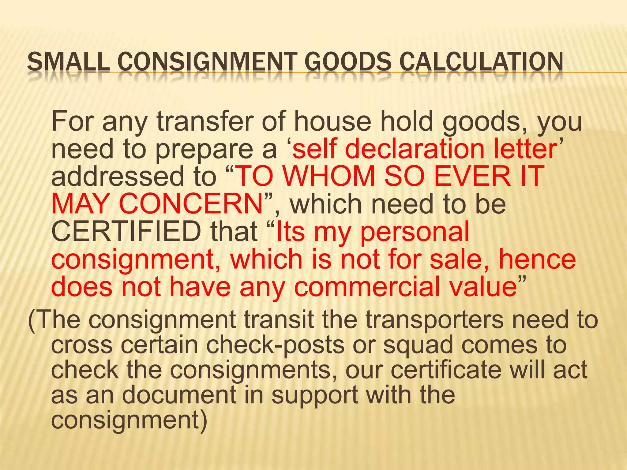 How do i calculate in movement of goods from one place to another ...