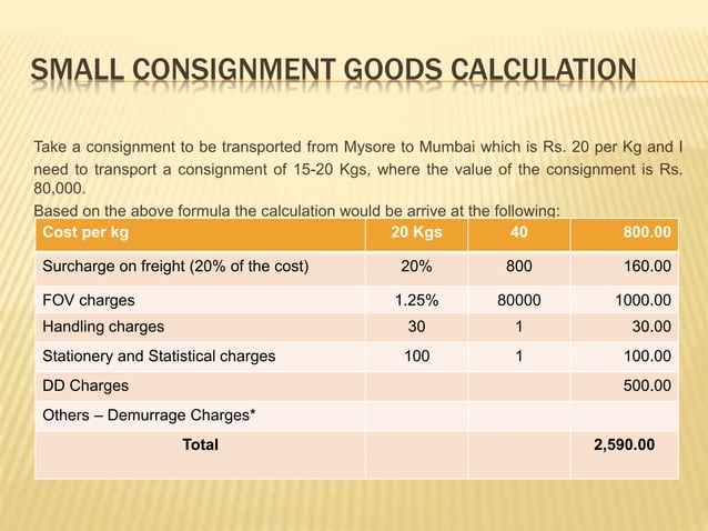 How do i calculate in movement of goods from one place to another ...