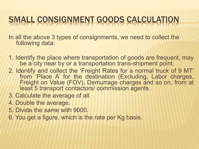 How do i calculate in movement of goods from one place to another ...